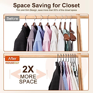 HOUSE DAY Black Plastic Hangers 60 Pack, Durable Clothes Hanger with Hooks, Space Saving Hangers are Perfect for Use in Any Closet, Light-Weight Clothes Hangers Plastic for Everyday Use