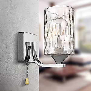 Canomo 3 Packs Hammered Glass Light Shade Cylinder Water Ripple Glass Lamp Shade Replacement 6 Inch Height Fit 2-1/4 Fitter for Wall Lamps Chandeliers or Ceiling Lamps