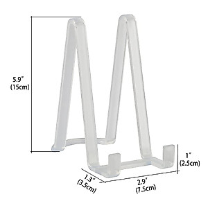 Plate Stands for Display - Plastic Easel Stand Plate Holder Display Stand Picture Frame Stand for Pictures | Photo|Decorative Plate |Dish | Tabletop Art - 6 inch-Clear