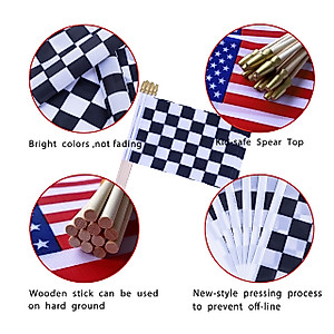 LyButty Black and White Checkered Racing Stick Flag Small Mini Hand Held Nascar Race Car Flags,5x8 Inch,20 Pack