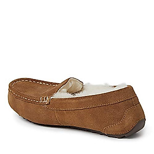 EZ Feet Women's Indoor Outdoor Shearling Breathable Slip-On Suede Moccasins Slippers Size 7 Chestnut