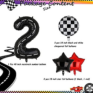 Race Car Birthday Balloons 40 Inch Racetrack Number Balloon 2 Black Boys Two Fast Birthday Race Car Theme Party Decor Supplies 5 Pcs Mylar Balloon
