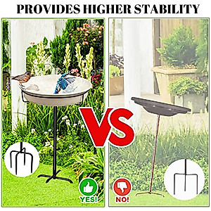 28In Freestanding Birdbaths Bowl Outdoor, Free Standing Garden Bird Bath Bird Feeder Bowl with Metal Stake, Detachable Decoration Spa Birdfeeder for Garden Patio Yard Lawn, 4 Spiky Feet (White)