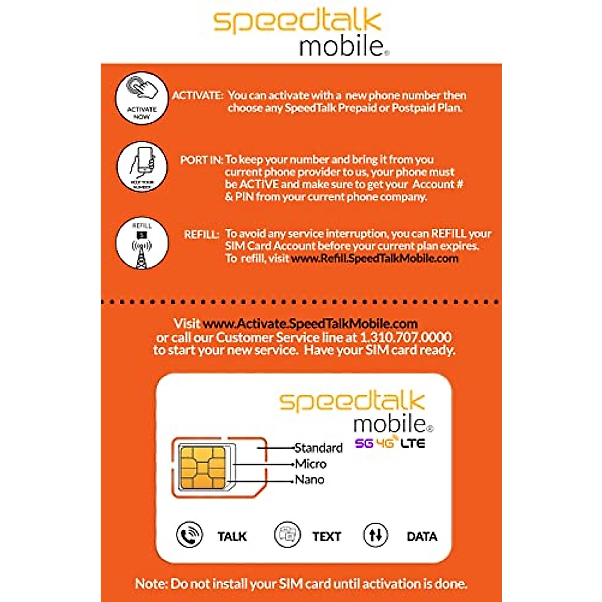 SpeedTalk Mobile Universal SIM Card Starter Kit for 5G 4G LTE iOS Android Smart Phones | Talk Text Data | Triple Cut 3 in 1 Simcard - Standard Micro Nano | No Contract Cellphone Plan | US Coverage