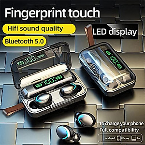 Wireless Earbuds Bluetooth Headphones Digital Display Touch Control Rechargeable Built-in Microphone in-Ear Stereo Deep Bass Headsets for Sports Running Gaming Music