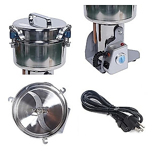 Grain Grinders, 2000g 110V Commercial Electric Herb Mills Spice Grinder Stainless Steel Food Grinding Machine 270° Swing Type Power Mill & Grinder for Coffee Bean Nut, 60-350 Mesh Degree of Crushing