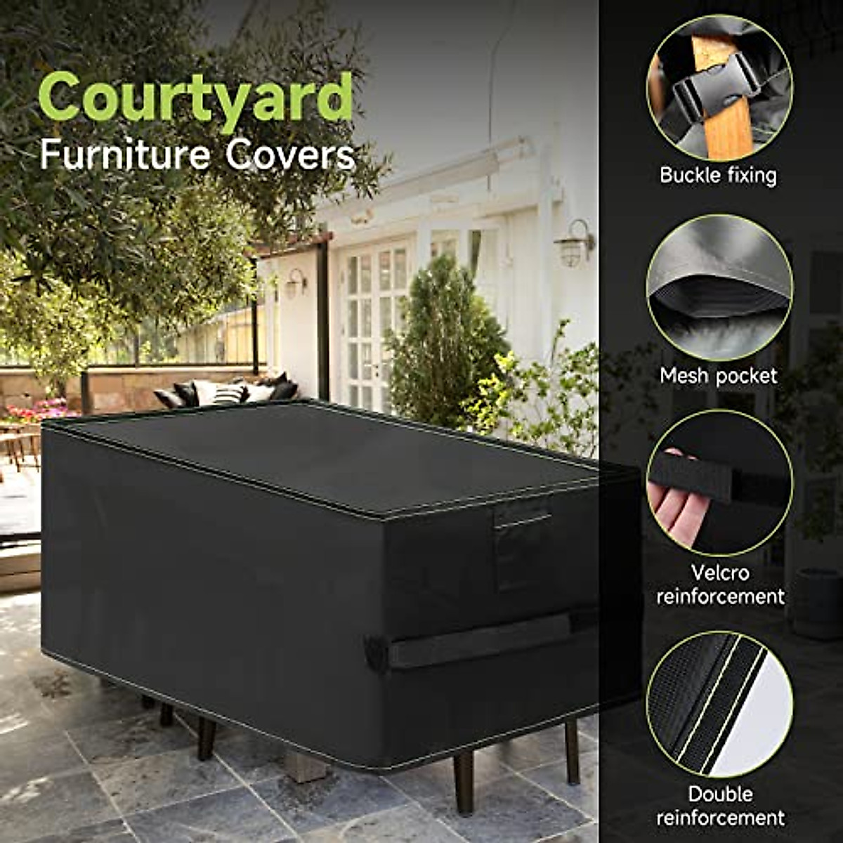Waterproof Patio Furniture Cover, Durable Heavy Duty Patio Furniture Set Covers Wind Dust Proof Sofa Set Covers for Outdoor Table and Chair