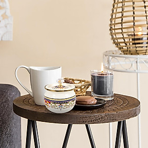 HOLIDYOYO Kitchen Enamel Stockpot with Lid, 280ml Retro Cooking Pot, Stew Bean Simmer Pot, Soup Pot Candy Cookie Jar Container for Induction Cookers, Gas Stove