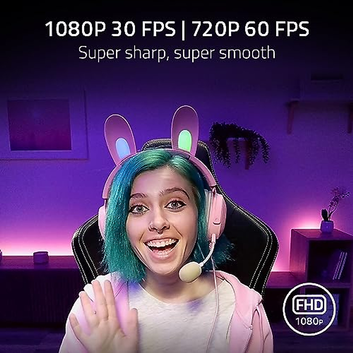 Razer Kiyo X Full HD Streaming Webcam: 1080p 30FPS or 720p 60FPS - Auto Focus - Fully Customizable Settings - Flexible Mounting Options - Works with Zoom/Teams/Skype Conferencing Video Calling