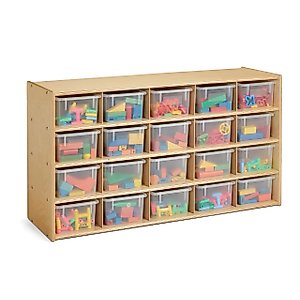 YoungTime Jonti-Craft 7041YT 20 Cubbie-Tray Storage with Clear Bins