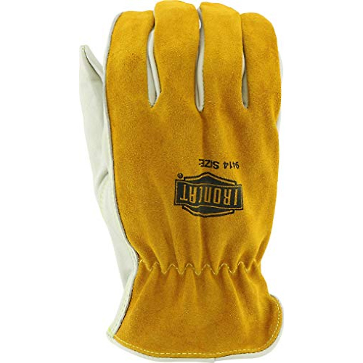 IRONCAT 9414 Premium Split Cowhide Gloves –Tan/Gray, XXX-Large, Grain Leather Driver Work Gloves w/ Keystone Thumb, 2 Count (Pack of 1)