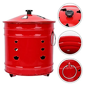 Metal Garden Incinerator Fire Bin: Enamel Burn Bin Stainless Steel Incinerator Burn Barrel Incinerator Cage Ash Bucket Fire Pit Wood Burning Pit for Outdoor Patio Backyard