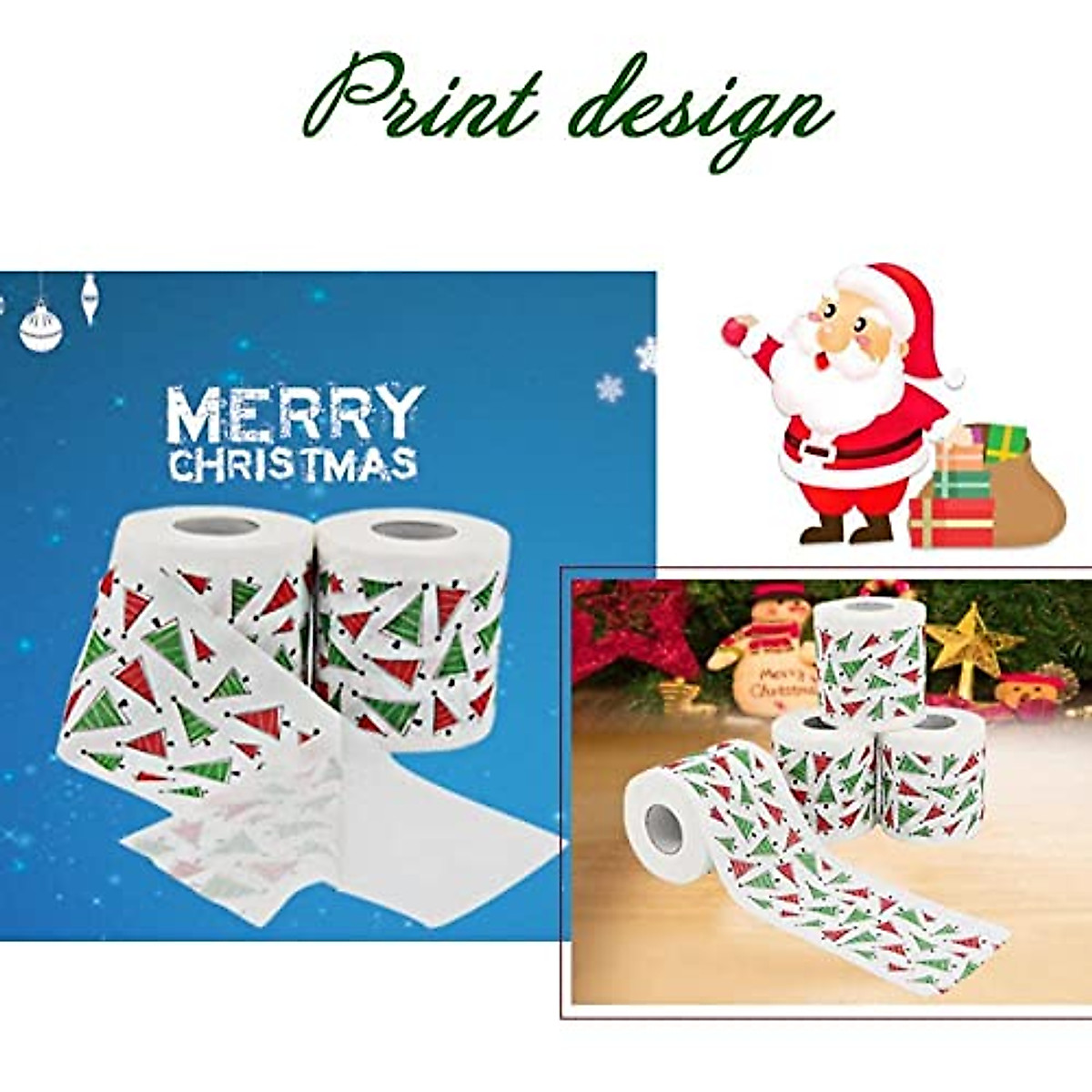 Christmas Printing Toilet Paper Old Man Christmas Pattern Paper Toilet Printing Paper Printing Roll Paper Printing Toilet