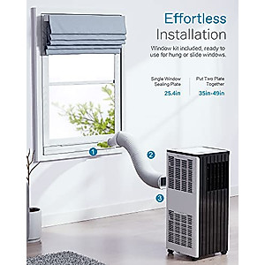 FIOGOHUMI 12000BTU Portable Air Conditioner - Portable AC Unit with Built-in Dehumidifier Fan Mode for Room up to 350 sq.ft. - Room Air Conditioner with 24Hour Timer & Remote Control Window Mount Kit