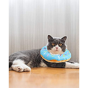 Woiworco Adjustable Cat Recovery Cones, Soft Cone for Cats, Cute Cat Donut Collar, Wound Healing Protective Cone After Surgery Elizabethan Collars for Kitten Pets(M, Blue),