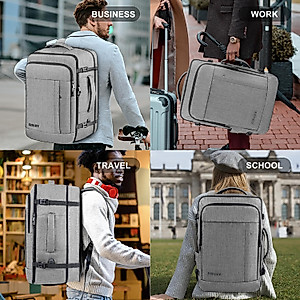 Gieury Carry On Backpack, Extra Large 40-50L Travel Backpack Men & Women, Expandable Backpack Airplanes, 17 Inch Laptop Backpack, Luggage Backpack 40L Daypack Lightweight Business Weekender Bag, Grey