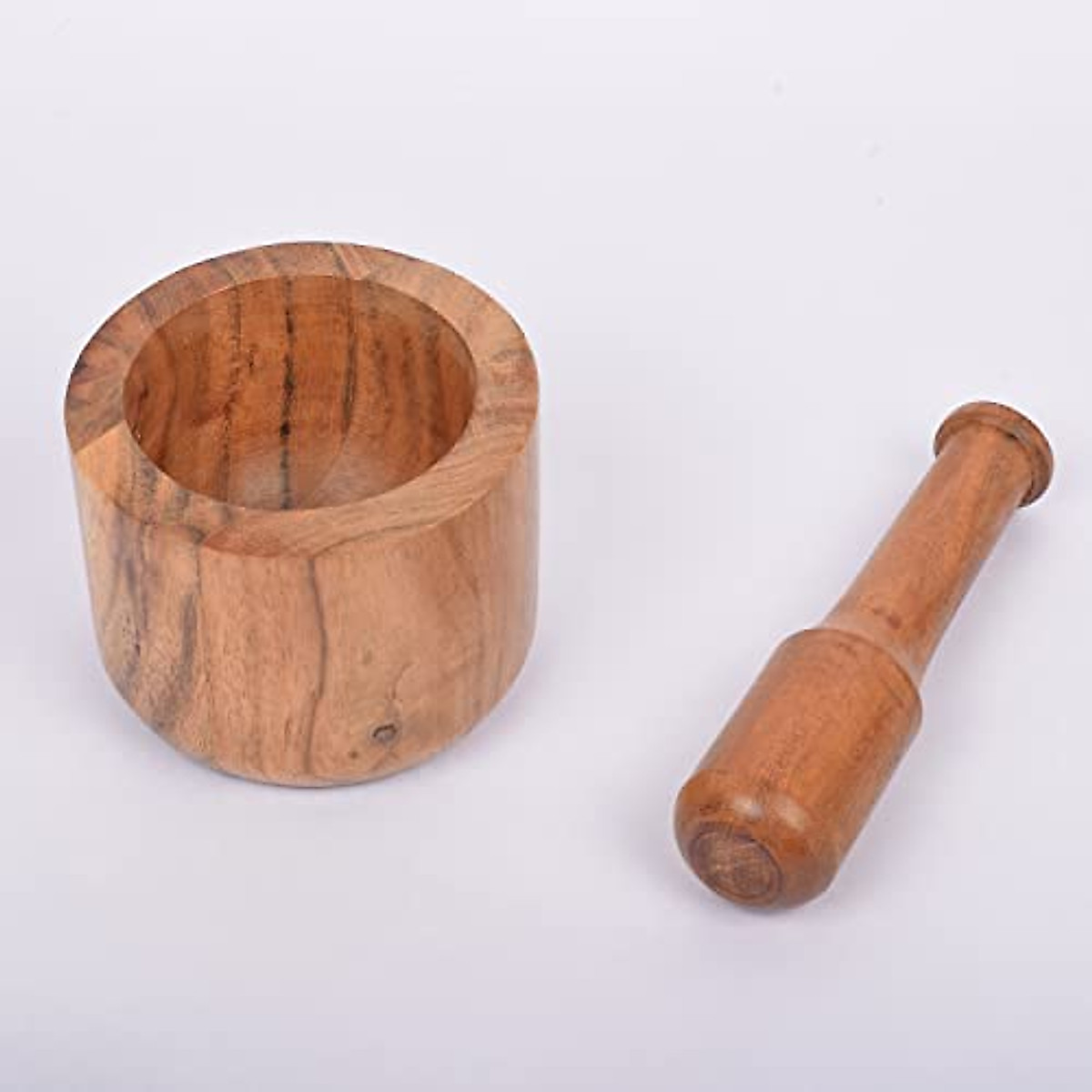 Samhita Acacia Wood Mortar and Pestle for Garlic Pepper Herb Crusher Kitchen Utensils Birthday Housewarming Gift. Mortar- 4" x 3" Pestle- 5.5"