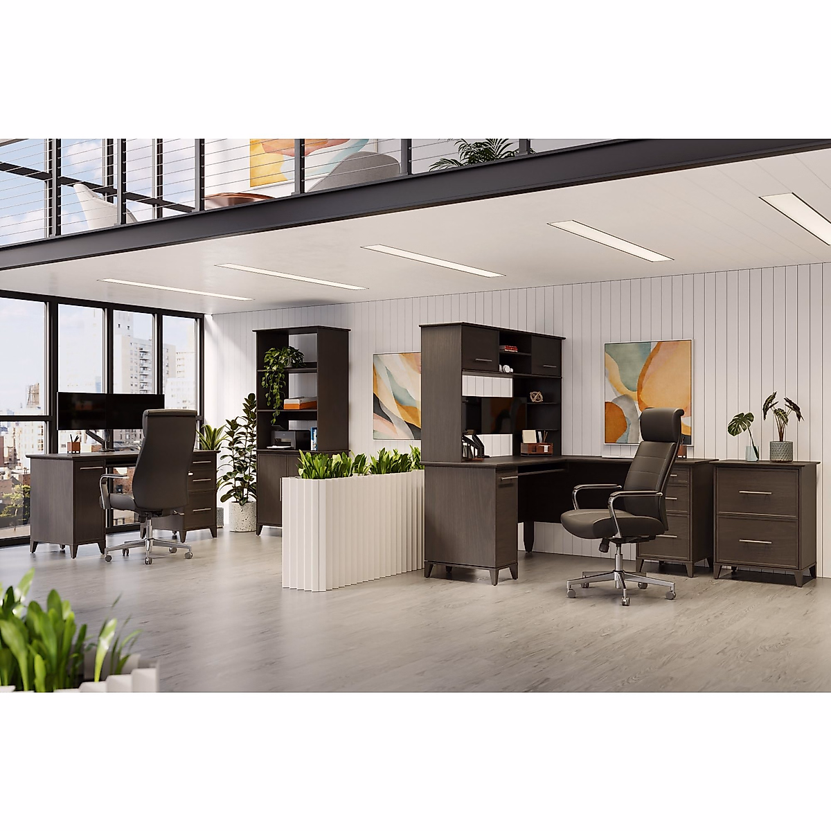 Realspace® Koru 60"W Hutch For Koru L-Shaped Or Straight Computer Desks, Natural Oak