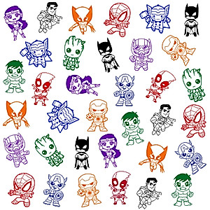 24 Pcs Superhero Themed Stampers, Superhero Birthday Party Supplies Favors, Classroom Rewards Prizes, Goody Bag Treat Bag Stuff for Superhero Birthday Party Gifts