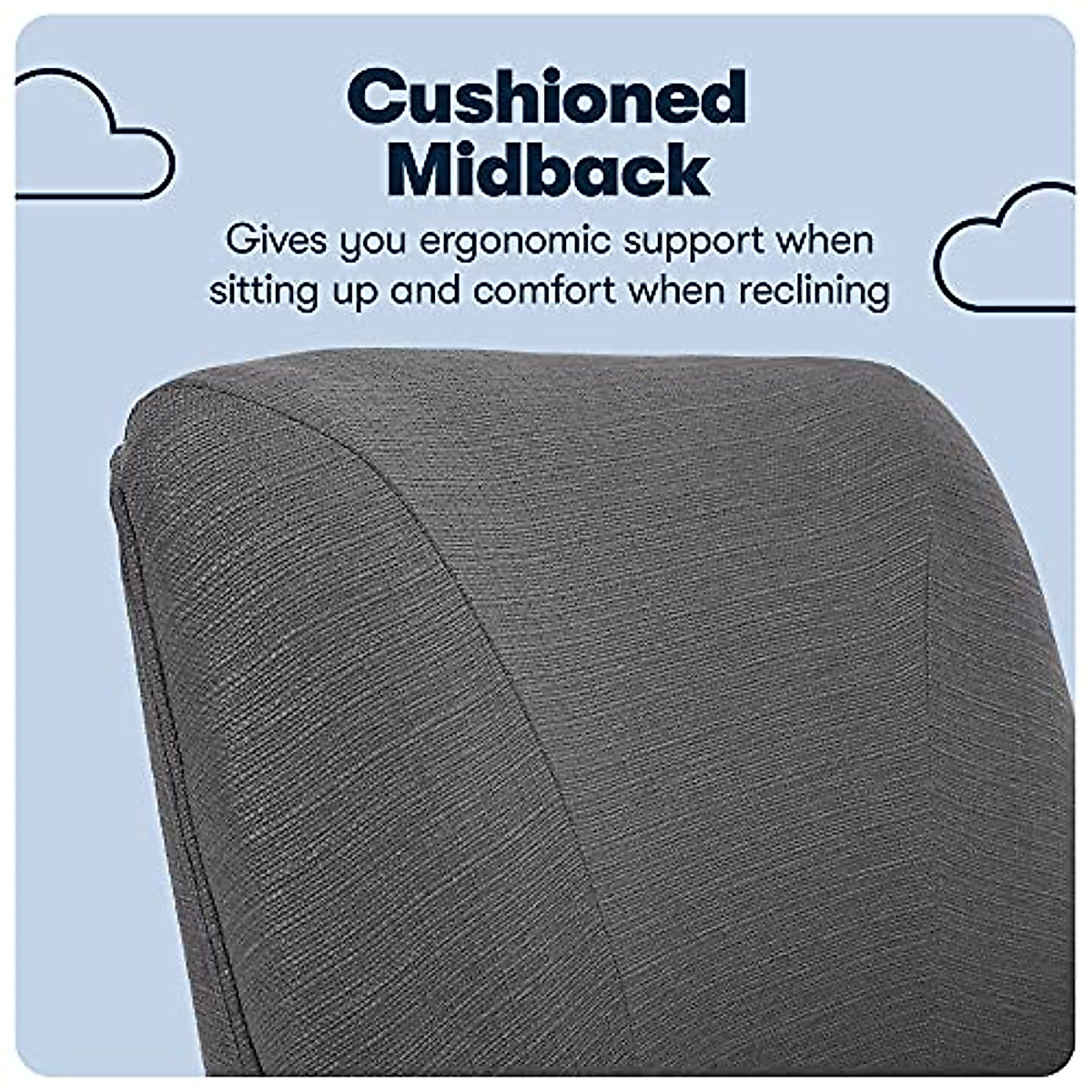 Serta Leighton Home Office Memory Foam, Height-Adjustable Desk Accent Chair with Chrome-Finished Stainless-Steel Base, 27.25D x 24W x 35.75H in, Dark Gray