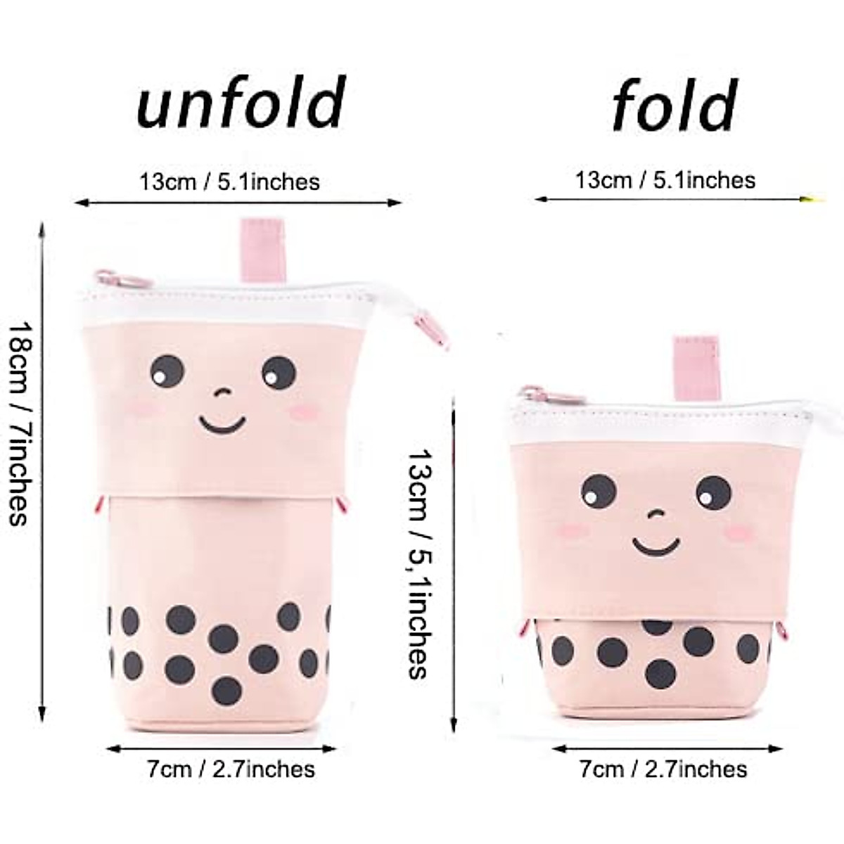 Friinder Telescopic Pencil Bag Pen Holder Pop Up Stationery Case, Stand-up Retractable Transformer Bag Standing Organizer, Great for Christmas Holiday New Year Gift Office Bag(Pink)