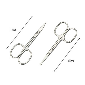 Motanar Eyebrow and Nose Hair Scissors, 3.7” Stainless Steel Professional Facial Nose Hair Trimmer Scissors for Women and Lace Wigs 2 Pieces