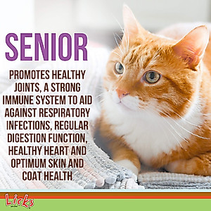 Licks Pill Free Senior Cat - Joint Support & Digestion Supplement for Senior Cats - Immunity Vitamins & Heart Health Supplements for Older Cats - Gel Packets - 30 Use