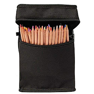 Multifunction Large Capacity Black Folding Marker Pen Canvas Pencil Case Pen Storage Bag Can Hold 24-80 pcs Markers Pen (S and L)