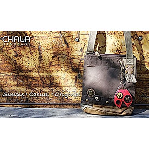 CHALA Patch Cross-Body Women Handbag, Canvas Messenger Bag, Metal Dragonfly - Brown