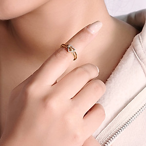 Cali Trove, Diamond Infinity with Heart Promise Ring for Women in 925 Sterling Silver, Women's Infinity Heart Promise Ring Accented with White Diamonds in Yellow Gold-Plated, Rose Gold-Plated or