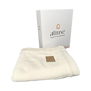 Atluxe Premium Washable Merino Wool Knitted Baby Blanket 100% Organic Extra Fine Merino Wool Blanket (40 inch x 30 inch)