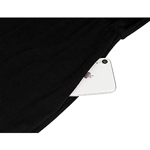 Moyabo Church Dresses for Women 3/4 Sleeve Round Neck Elastic Wasit Causal Dresses with Pockets Black Large