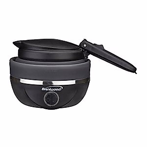Brentwood Appliances KT-1508BK .85-Quart Dual-Voltage Collapsible-Travel Kettle (Black), 0.85Q