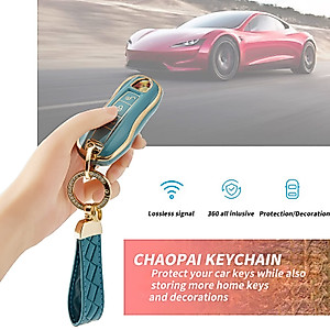 AKIYHIEI for Porsche Key Fob Cover with Keychain Lanyard, Key Fob Protector Shell Compatible with Porsche 911 Cayenne Panamera TAYCAN 3 Button Keyless Entry Smart Key Case (Blue)