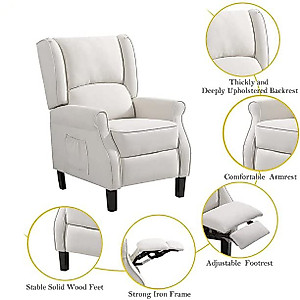 Amazon Brand- Set of 2 Wingback Recliner Chair with Massage and Heat- Accent Chair Push Back Chair for Living Room Bedroom(Beige)