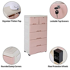 Nightstand Bedside Table Drawer Cabinet 6 Drawer Dresser Shelf Cabinet Storage Closet Organizer Home Bedroom Modern and Elegant Look Storage Tower Dresser