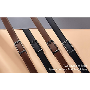 CHAOREN Ratchet Belts for Men 2 Pack - Mens Leather Belt 1 3/8" for Dress and Casual - Micro Adjustable Belt Fit Everywhere