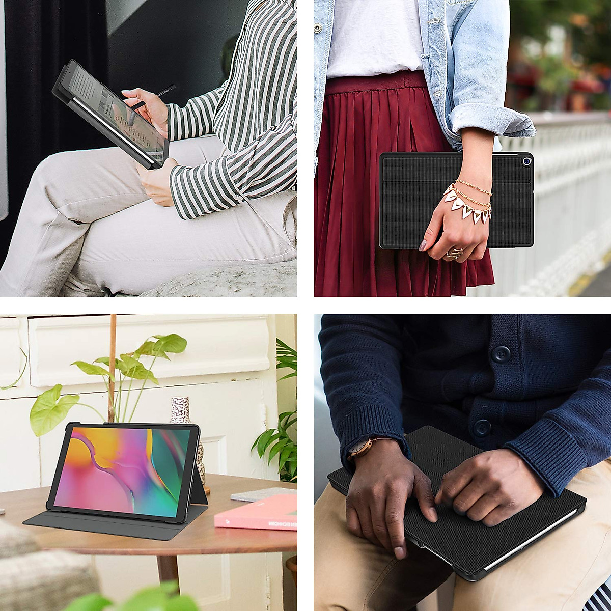 Soke Galaxy Tab A 10.1 Case 2019, Premium Shock Proof Stand Folio Case, Multi- Viewing Angles, Soft TPU Back Cover for Samsung Galaxy Tab A 10.1 inch Tablet [SM-T510/T515/T517],Black