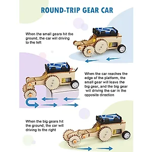 Poraxy STEM Model Car Kits, Toys for Boys Age 8-12, 5 in 1 Kids Wood Building Kit 8-10, 3D Wooden Puzzles, Educational Science Crafts Kits, Birthday Gifts for 8 9 10 11 12 13 14 Years Old Boys