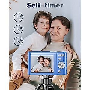 Digital Camera, Zostuic Autofocus 48MP Kids Camera with 32 GB Card Vlogging Camera with 16X Zoom, Compact Portable Mini Cameras for 4-15 Year Old Kids Children Teens Girls Boys(Navy Blue)