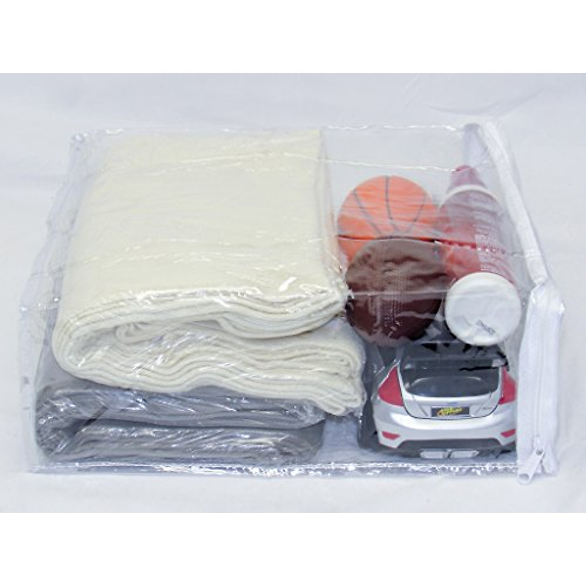 Oreh Homewares Heavy Duty Vinyl Zippered (Clear) Storage Bags (9" x 11" x 4") for Dresses, Shirts, Pants, Fabrics (1.7 Gallon) 10-Pack