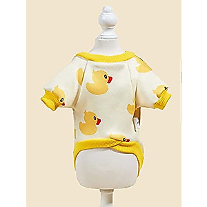 QWINEE Dog Shirt Cute Dogs T Shirt Sweatshirt Apparel Dog Clothes for Cat Kitty Puppy Small Dogs Yellow M