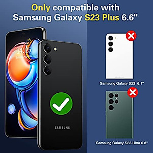 Oterkin for S23 Plus Case,Samsung Galaxy S23 Plus Case with[360° Adjustable Kickstand][2 x 9H Tempered Screen Protector] Heavy Duty Sturdy Shockproof Protective Case for Galaxy S23+ Plus-Black