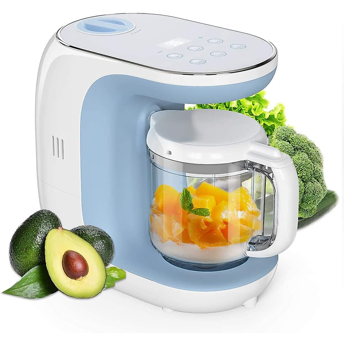 Baby Food Processor Maker Steamer and Blender, Multi-Functional Food Steamer Puree Grinder Machine, Auto Cooking & Shut-Off, Touch Control Panel, Defrost & Steaming Baby Food Mills