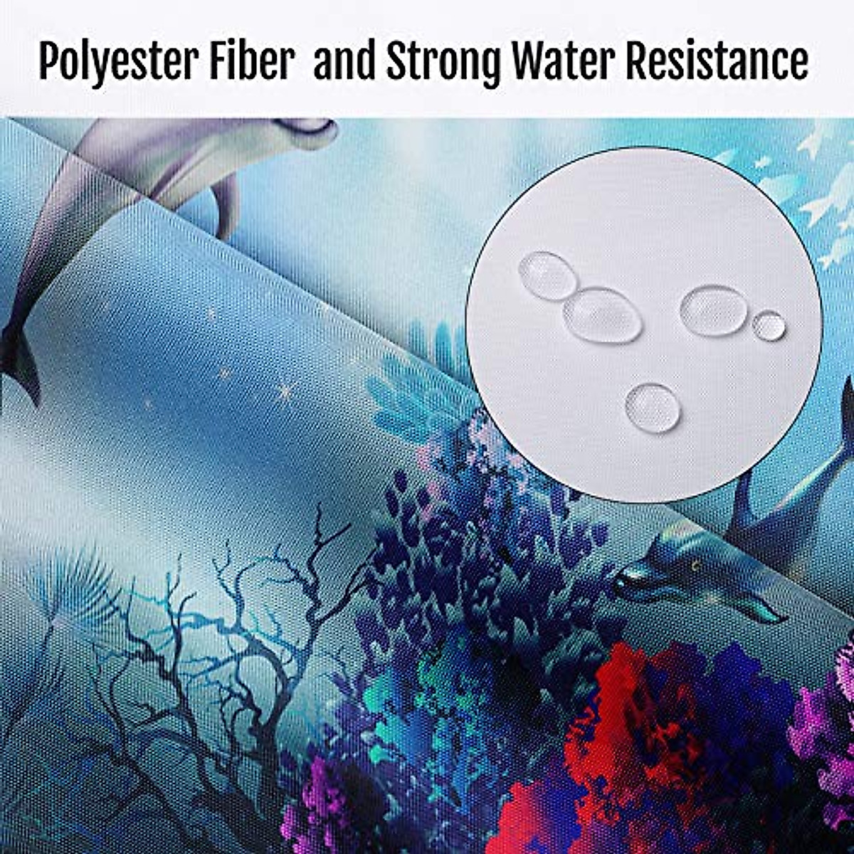 Britimes 4 Piece Shower Curtain Sets, Underwater World Dolphins Plants with Non-Slip Rugs, Toilet Lid Cover and Bath Mat, Durable and Waterproof, for Bathroom Decor Set, 72" x 72"