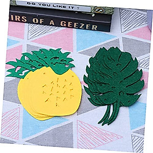 IMIKEYA 2 Sets Strings Latte Art Jungle Decor Christmas Ornament Green Wreath Welcome to The Jungle Sign Pineapple Bunting Garland Hawaiian Party Garden Flag Felt Cloth Pineapple Decor
