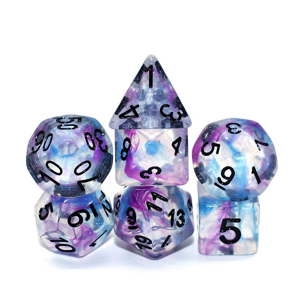 Dice DND Polyhedral Game Dice Set RPG Dice Fit Dungeons and Dragons D&D Pathfinder MTG Role Playing Game Dice Lake Blue & Rose Gemstone Dice with Dice Bag