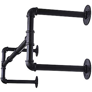 Clothes Rack Industrial Pipe Rack Wall Mounted Heavy Duty Black Iron Garment Rack Space-Saving Iron Garment Rack Multi-Purpose Hanging Rod Bar for Laundry Room Retail Display Clothes Rod for Closet Easy Assembly for Small Space 47.2 x 12.2 x 10.2 Inches ,
