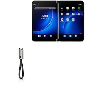 BoxWave Cable Compatible with Microsoft Surface Duo 2 5G - USB Type-C Keychain Charger, Key Ring USB Type-C to Type-A 8 in USB Cable - Jet Black