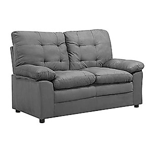 Urban Home Furniture Urban Home Loveseat Padded Arms, Grey Microfiber Love Seats